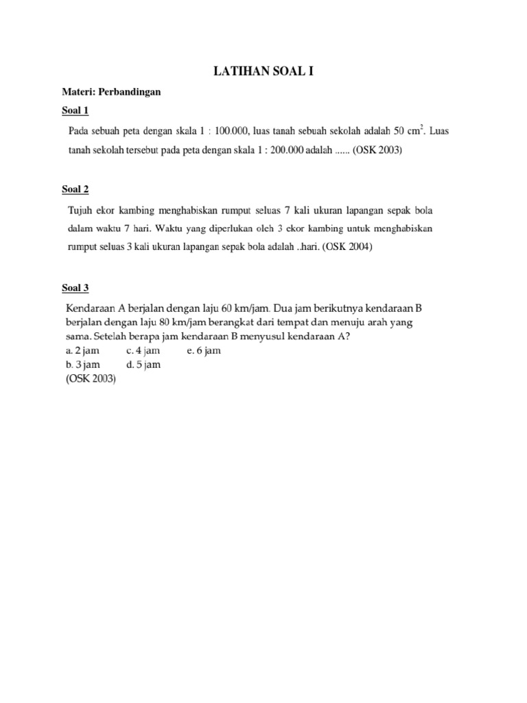 Latihan Soal Osk Osp Osn I (SMP) | PDF