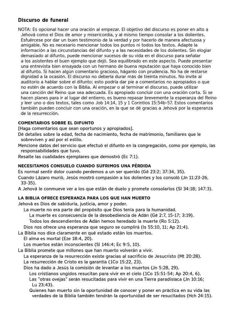 Ejemplo de Discurso para Funeral | PDF | Muerte | La resurrección de Jesús