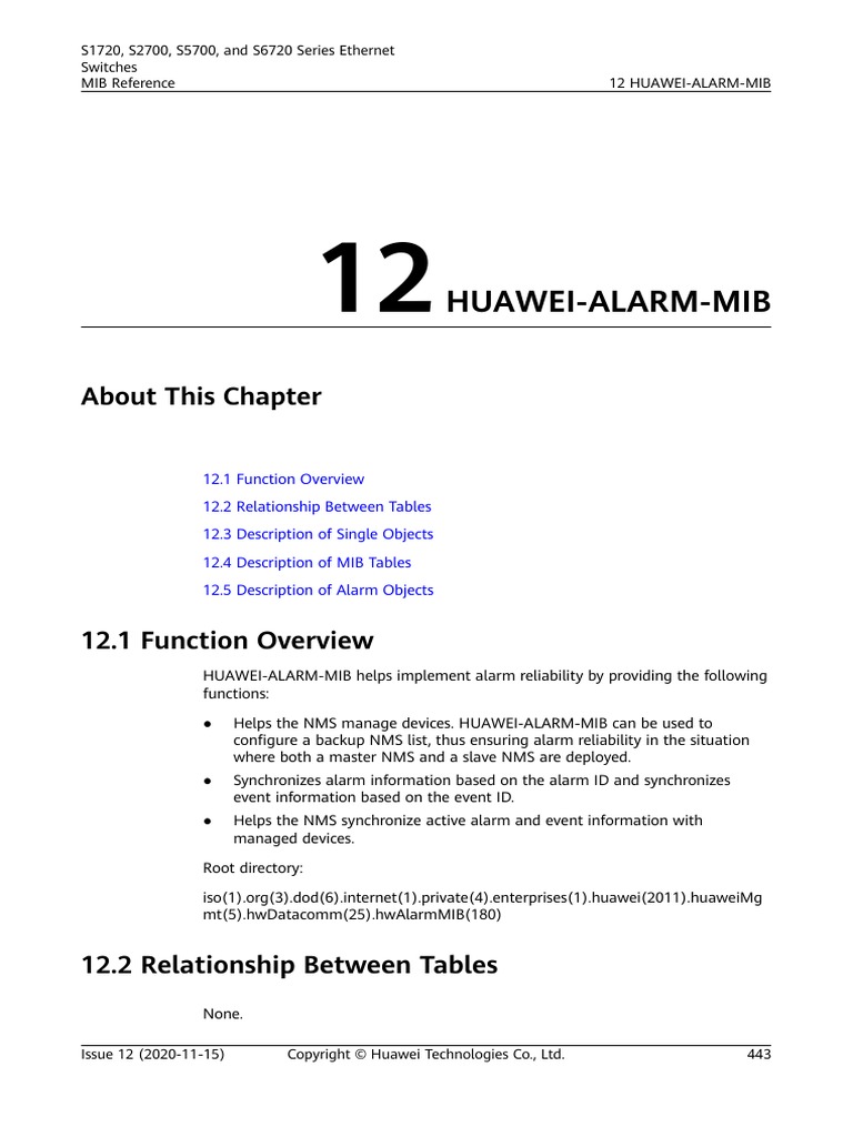 Huawei-Alarm-Mib: About This Chapter | PDF | Object (Computer Science ...