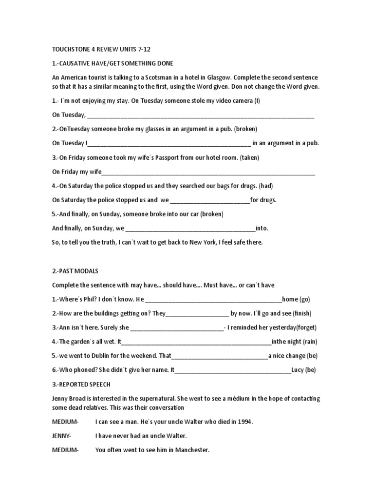 Touchstone 4 Review Units 7-12 | PDF