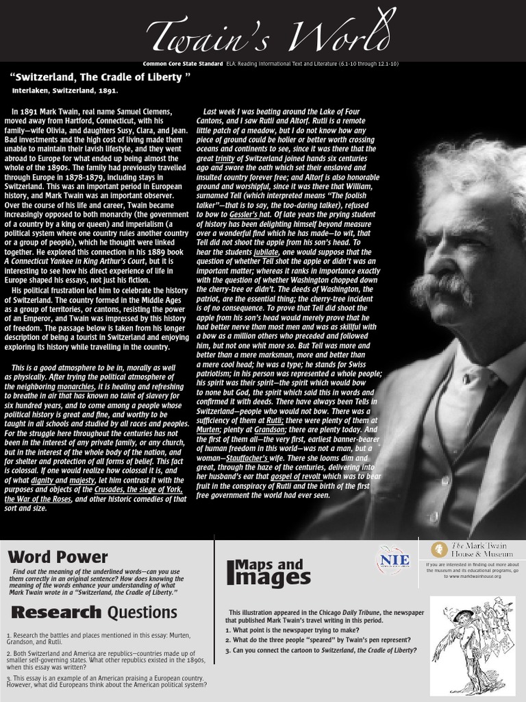 Twain's Worl : Word Power Research Questions | PDF | Mark Twain