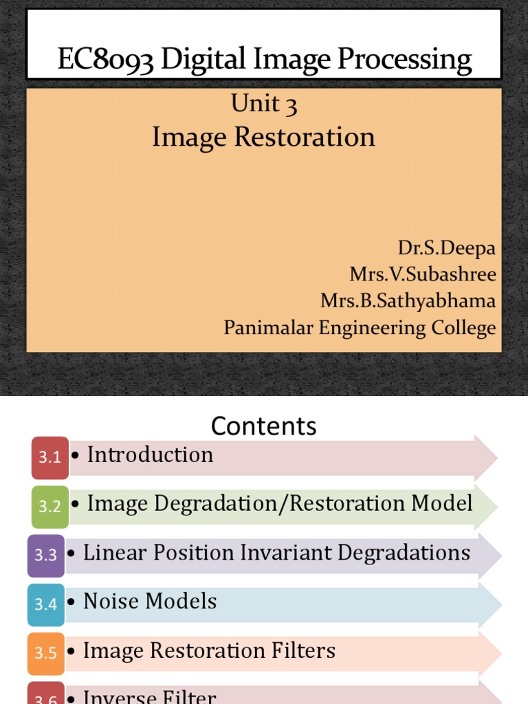 EC8093 Unit 3 | PDF | Filter (Signal Processing) | Mean