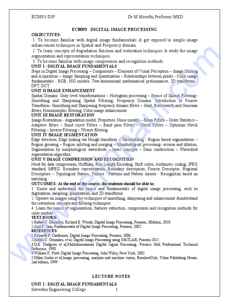 Ec8093 Dip - Question Bank With Answers | Download Free PDF ...