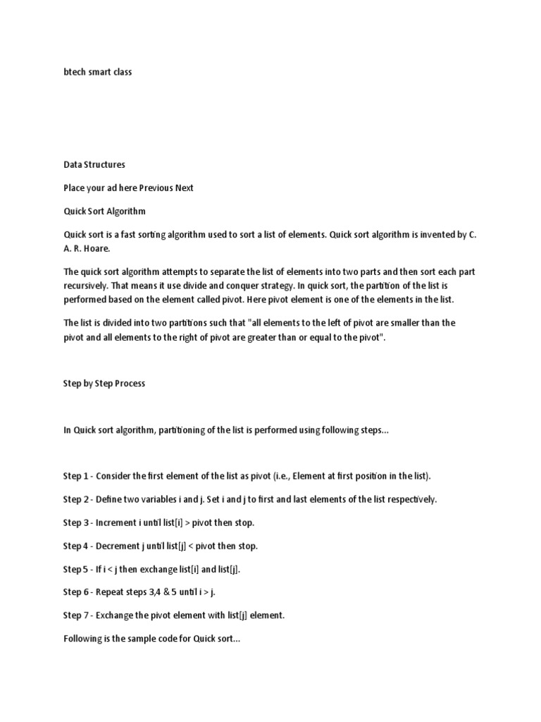 Quick Sort Algorithm | PDF | Computer Science | Mathematical Logic