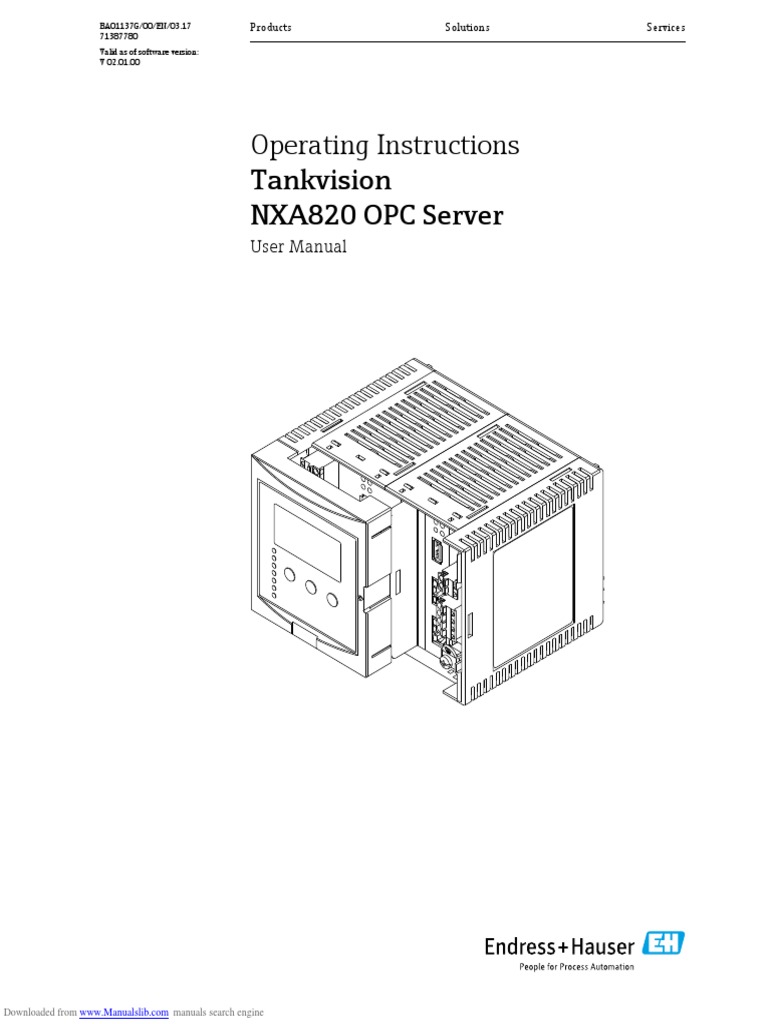 Operating Instructions Tankvision NXA820 OPC Server: User Manual | PDF ...