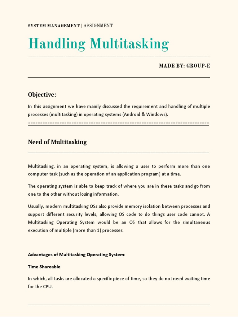 Multitasking Handling by Operating Systems | PDF | Process (Computing ...