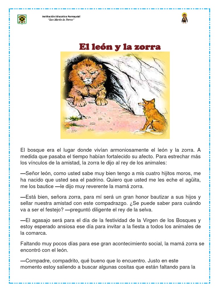 El león y la zorra: una fábula moral | PDF | León