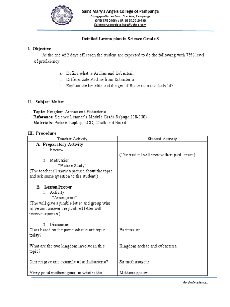 Bacteria Lesson Plan | PDF | Archaea | Bacteria