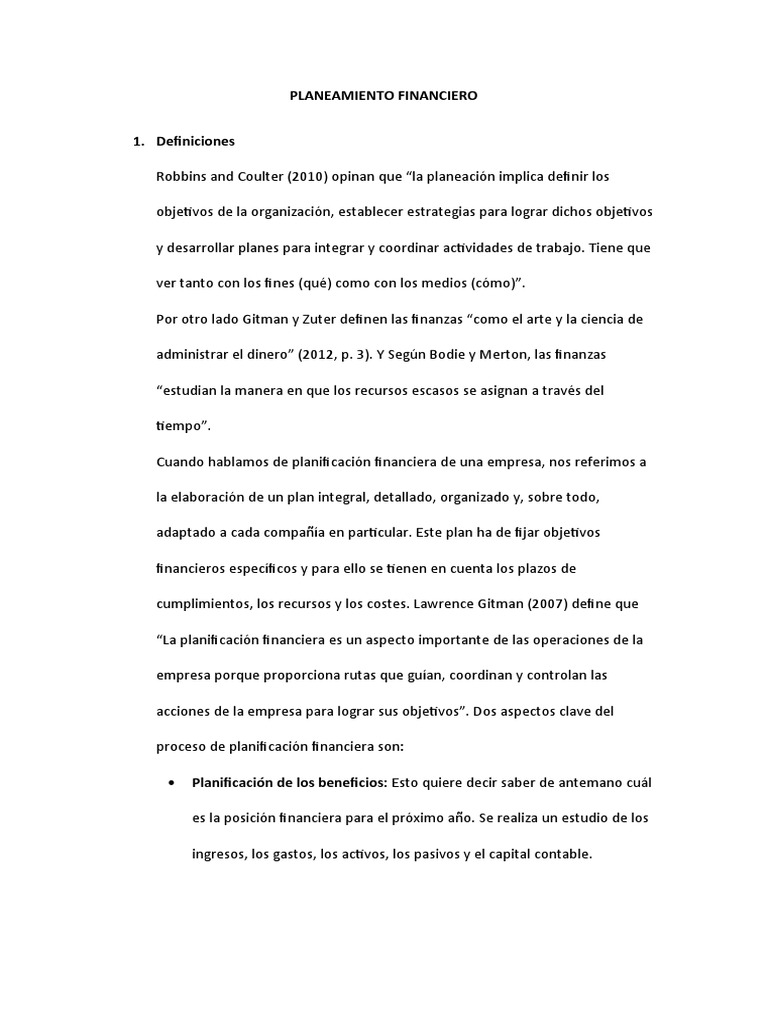 Planeamiento Financiero | PDF | Planificación | Economias