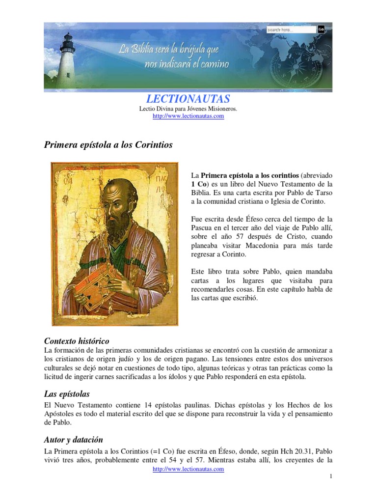 Contexto Histórico 1 Coríntios | PDF | Primera epístola a los corintios | Pablo el apóstol