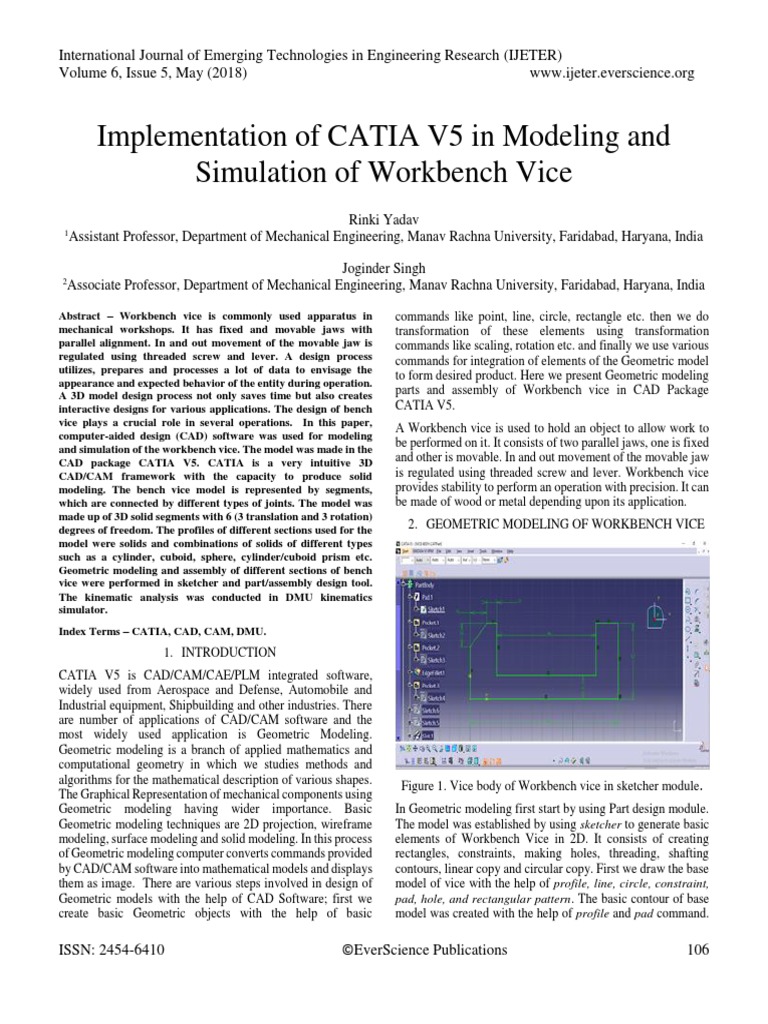 Implementation of CATIA V5 in Modeling and Simulation of Workbench Vice | PDF | Computer Aided ...
