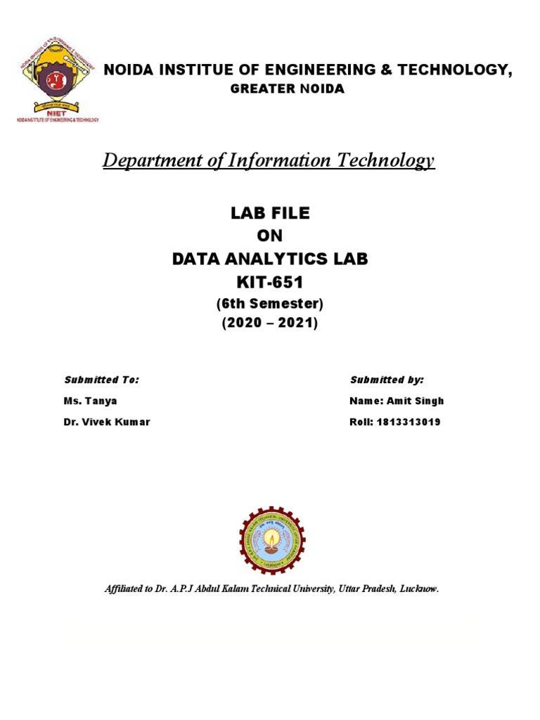 Data Analytics Lab | PDF | Matrix (Mathematics) | Teaching Mathematics