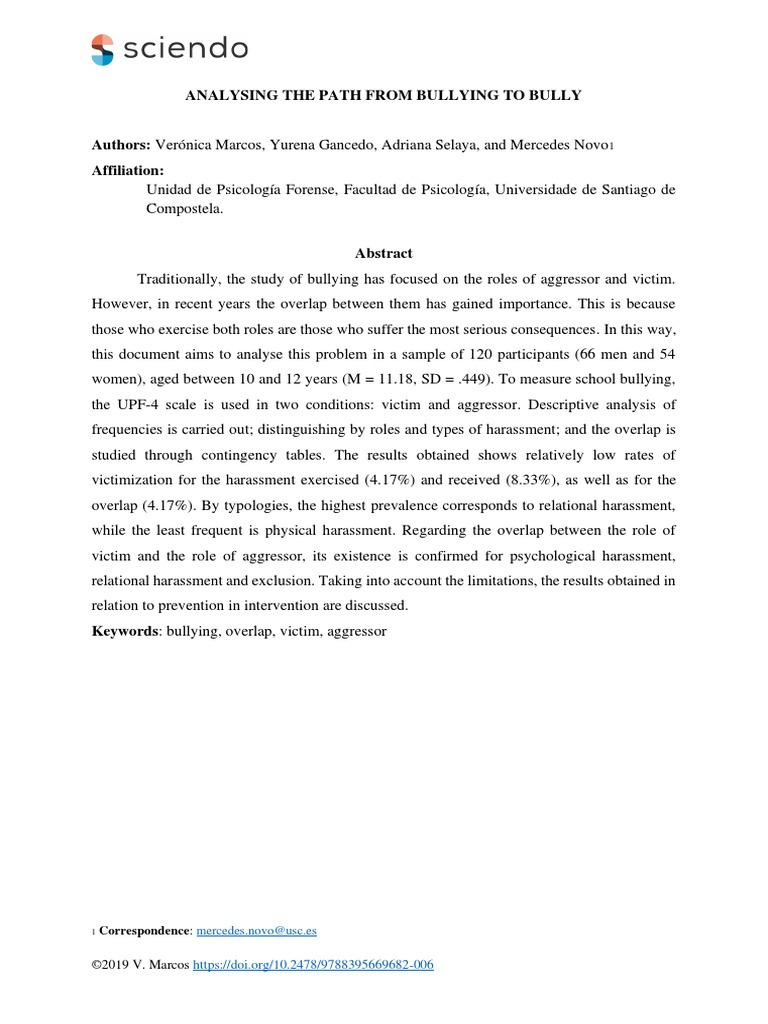 Analysing The Path From Bullying To Bully | PDF | Victimisation | Bullying