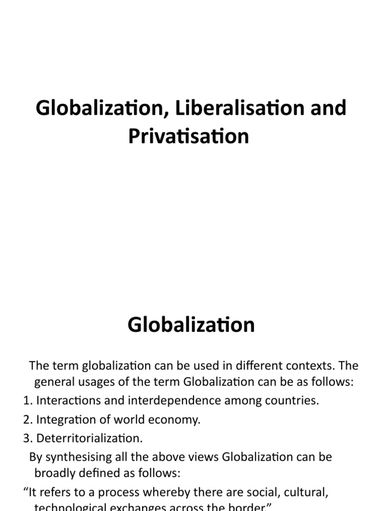 Globalization, Liberalisation and Privatisation | PDF | Globalization ...