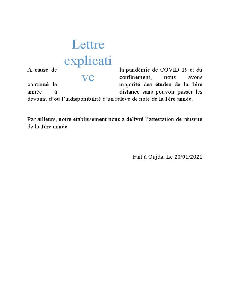 Lettre Explicative | PDF