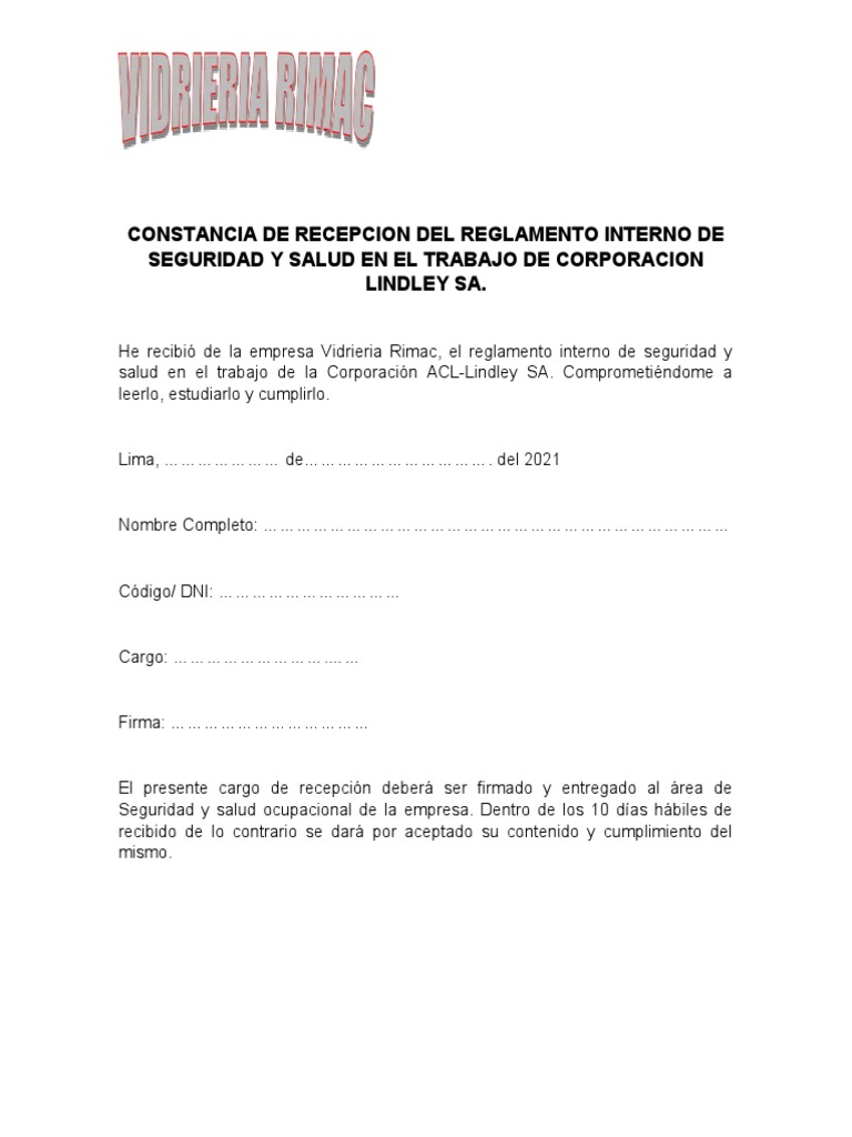 Constancia de Recepcion Del Risst Acl | PDF