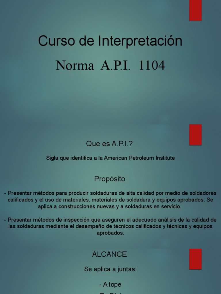 Normas y procedimientos para soldadura según API 1104 | PDF | Soldadura | Construcción