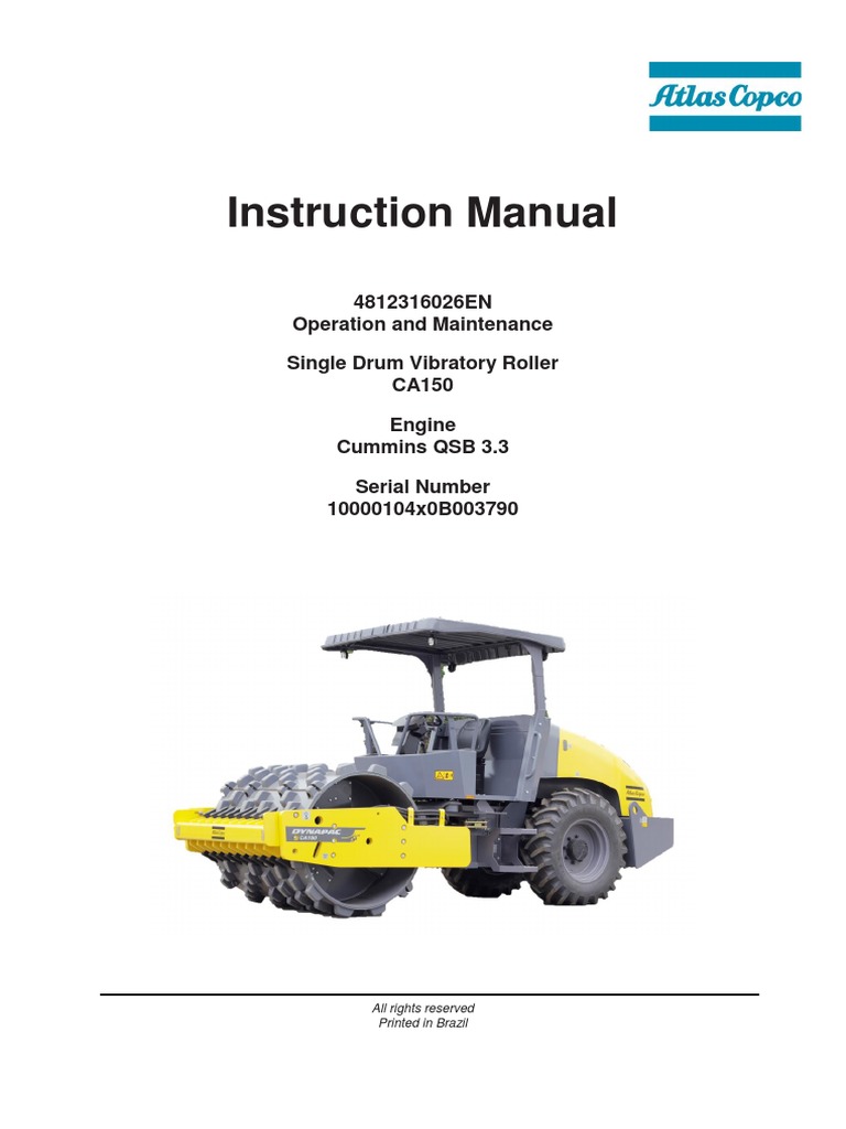 Manual Vibro Dynapac CA150D | PDF | Engines | Brake