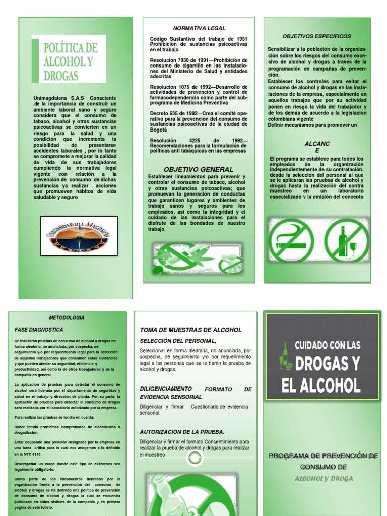 Folleto Alcohol y Drogas Terminado | PDF | La dependencia de sustancias | Alcoholismo
