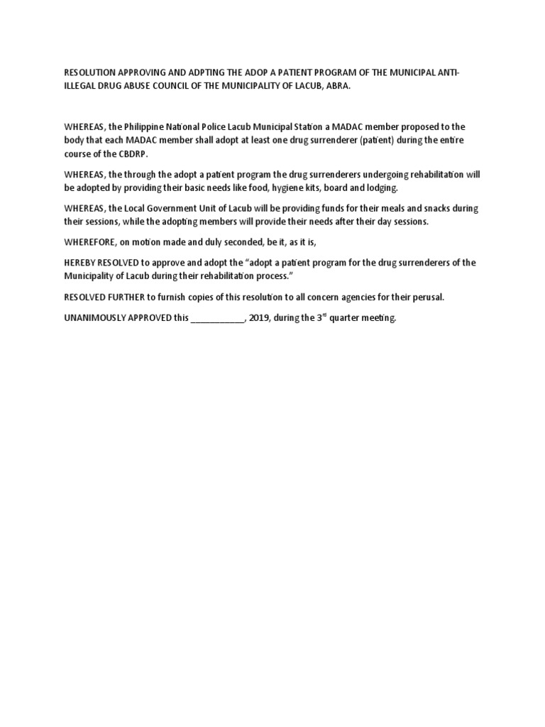 Reso Adopt A Patient Program | PDF | Wellness | Science & Mathematics