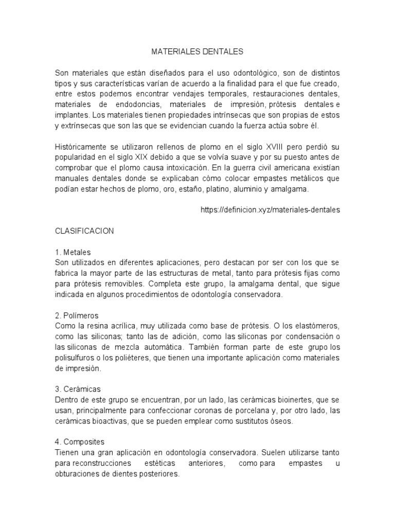 Materiales Dentales | Descargar gratis PDF | Calor | Dentadura postiza