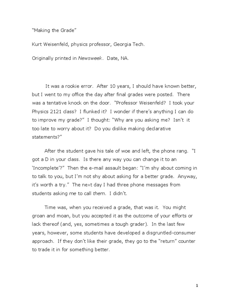 Making The Grade | PDF