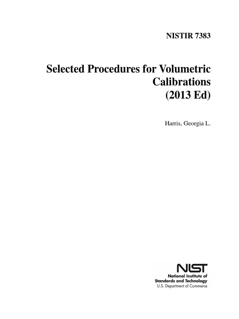 NISTIR 7383 20130424 20160123rev | PDF | Purified Water | Calibration
