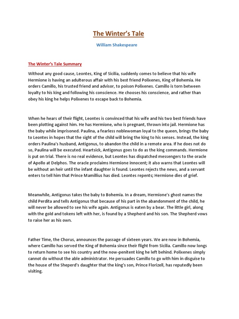 The Winter's Tale Summary | PDF