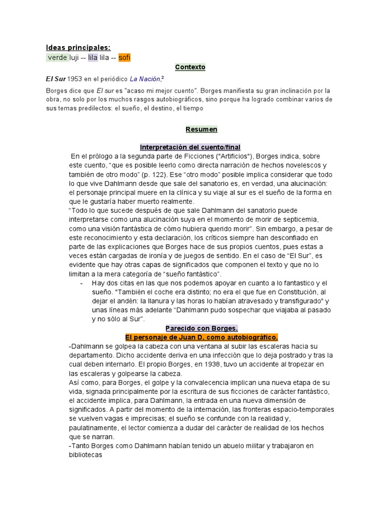 EL Sur - Borges | PDF | Cuentos | Fantasía