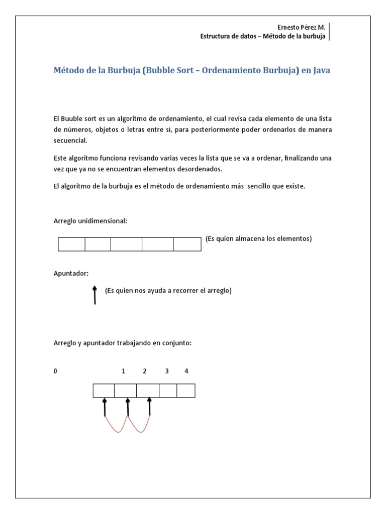 Algoritmo de Ordenamiento Burbuja en Java | PDF