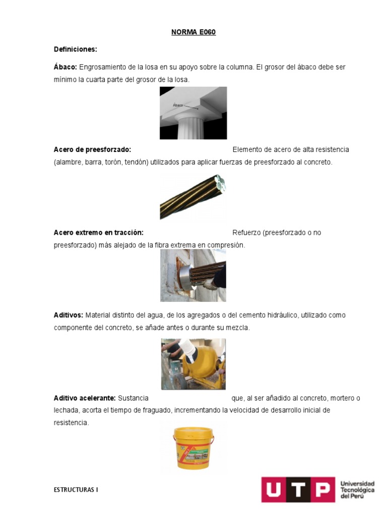Norma E060-Definiciones | PDF | Resistencia de materiales | Hormigón