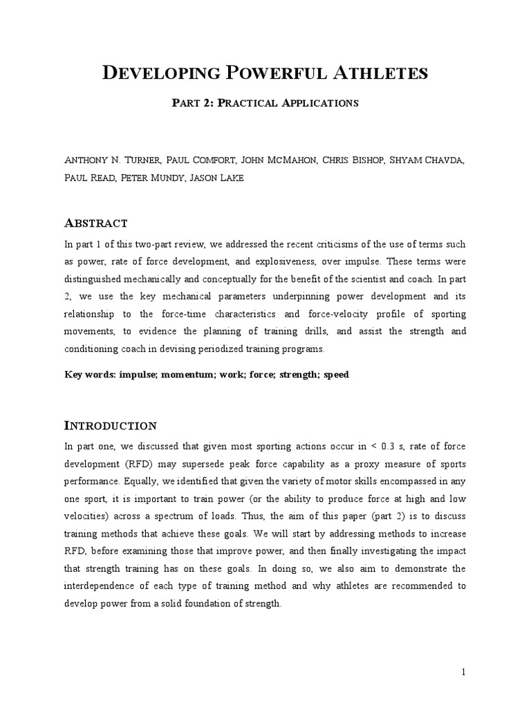Practical Applications for Developing Powerful Athletes Through ...