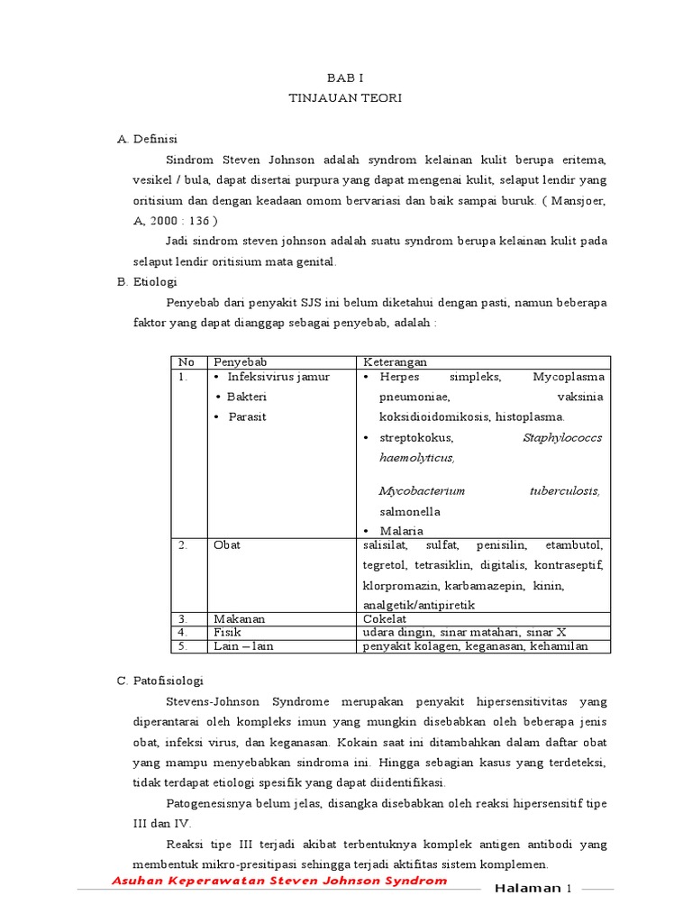 PDF Askep Steven Johnson Syndrome | PDF