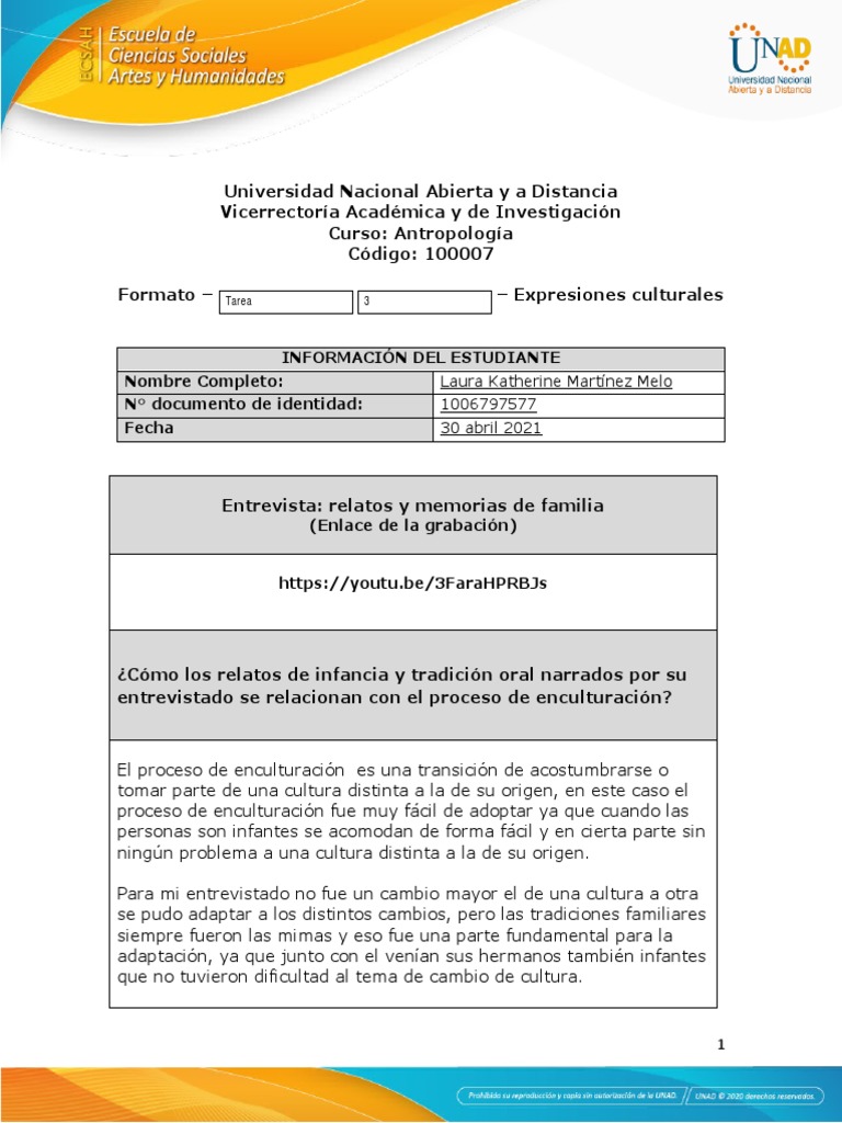 Formato - Tarea 3 - Expresiones Culturales | PDF | Antropología | Bailes