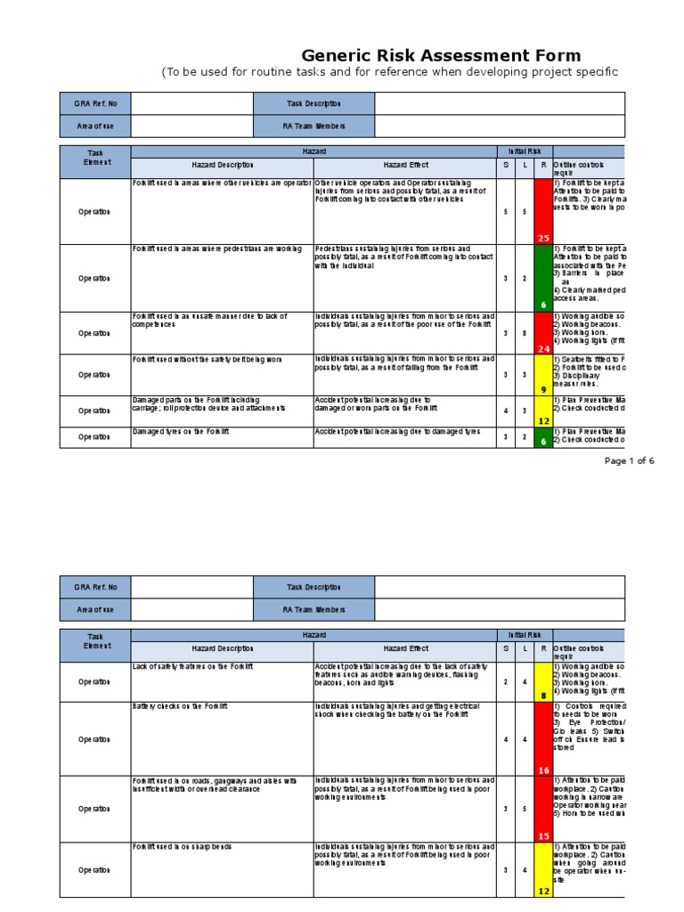 Forklift Risk Assessment | PDF | Forklift | Seat Belt
