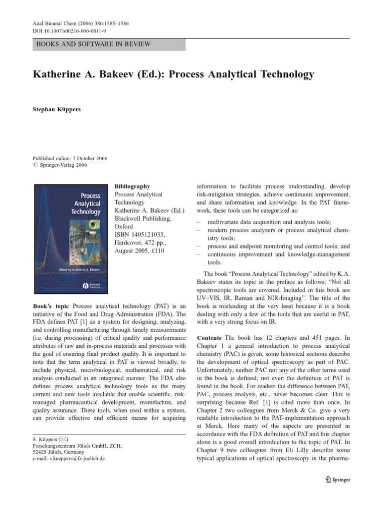 Process Analytical Technology | PDF | Chemometrics | Books