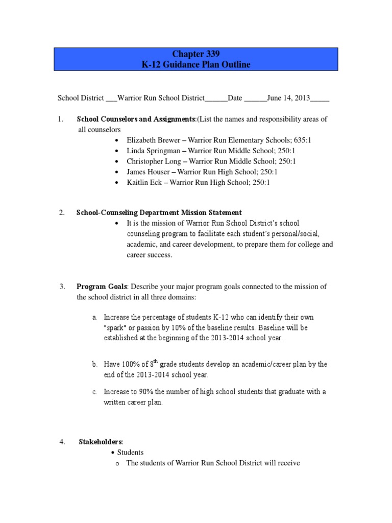 Warrior Run School District | PDF | School Counselor | Individualized ...
