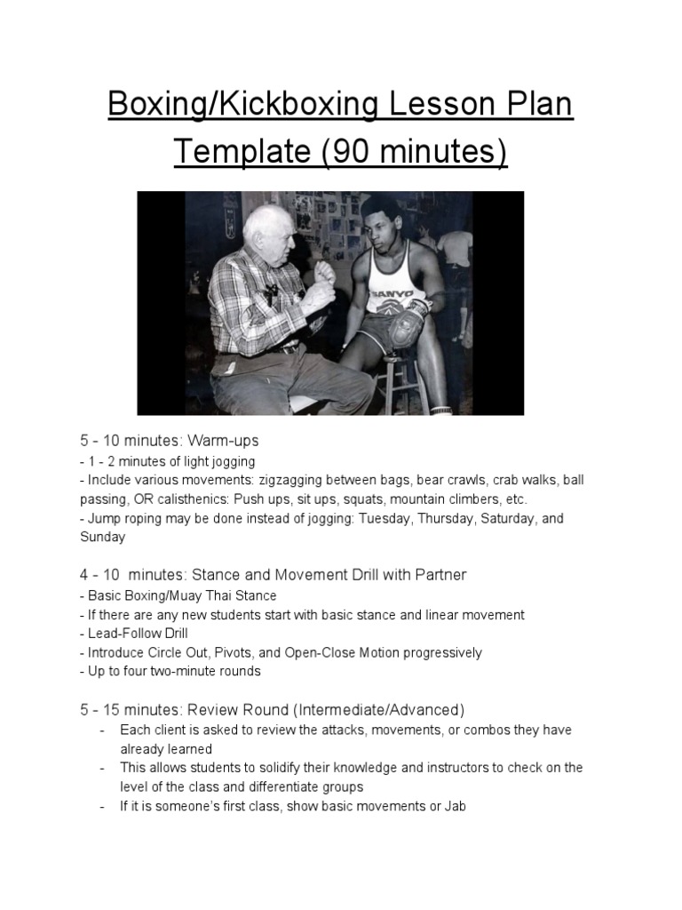 90-Minute Kickboxing Lesson Plan | PDF | Sports | Physical Fitness