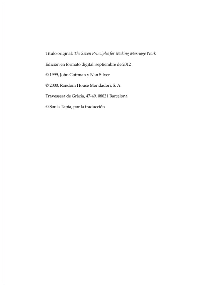 PDF John Gottman Nan Silver Siete Reglas de Oro para Vivir en Parejapdf ...