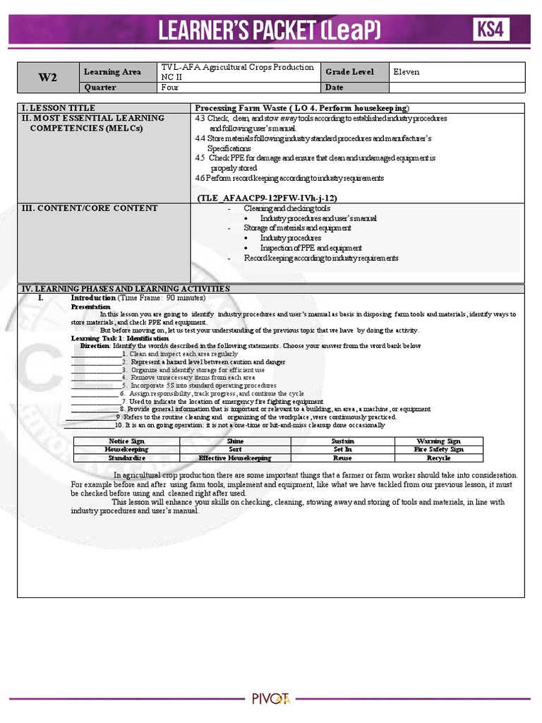 KS4 LeaP TVL 11 ACP 4thQ W2 | PDF | Waste | Materials