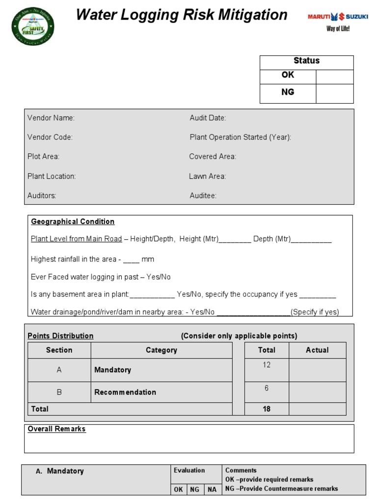 Check Sheet and Declaration For Water Logging | PDF | Flood | Environment