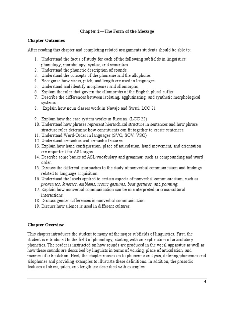 Chapter 2 The Form of The Message Outline | PDF | Morphology ...