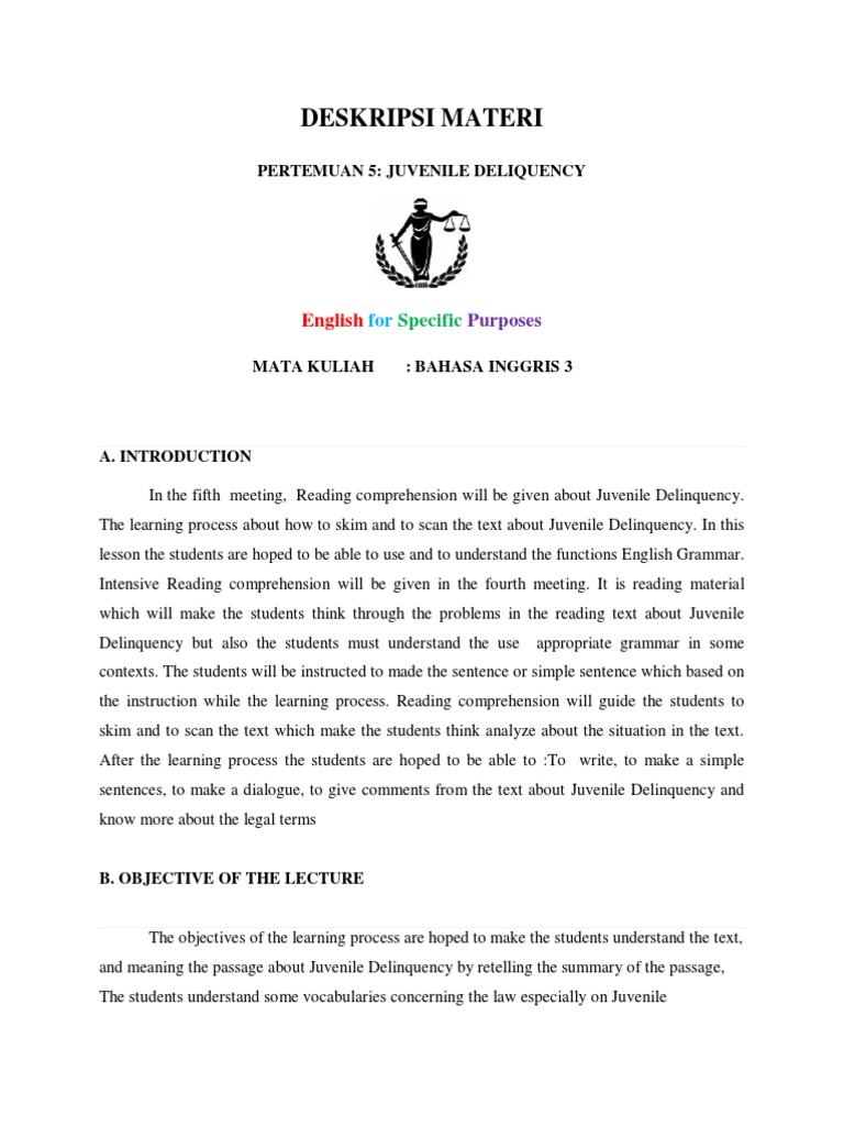 Juvenile Delinquency Studies | PDF | Reading Comprehension | Prison