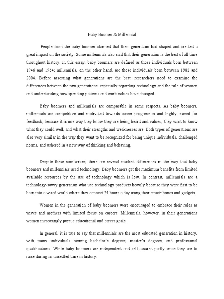 Baby Boomer vs. Millennial | PDF | Millennials | Baby Boomers