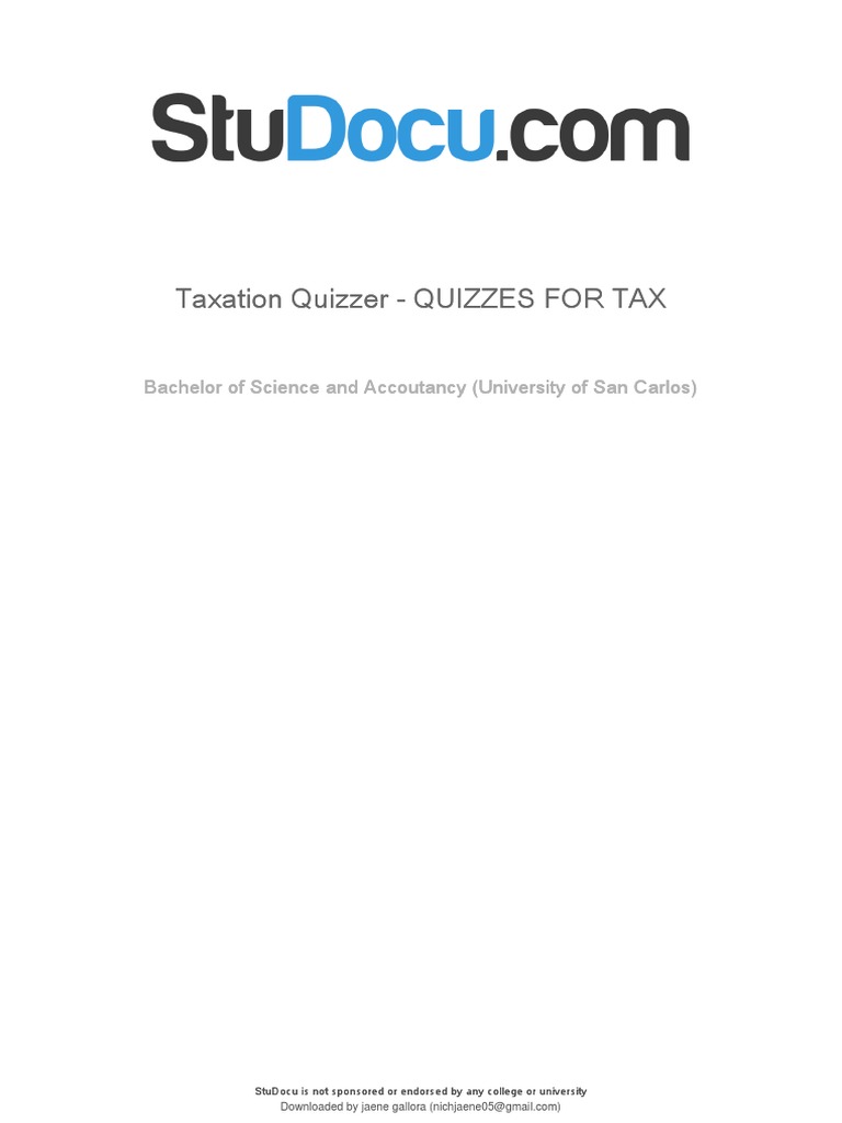 Taxation Quizzer Quizzes For Tax PDF | PDF | Gross Income | Value Added Tax