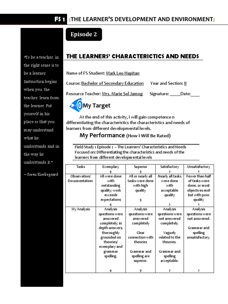 Field Study 1 Answers Episode 2 | PDF | Preschool | Teachers