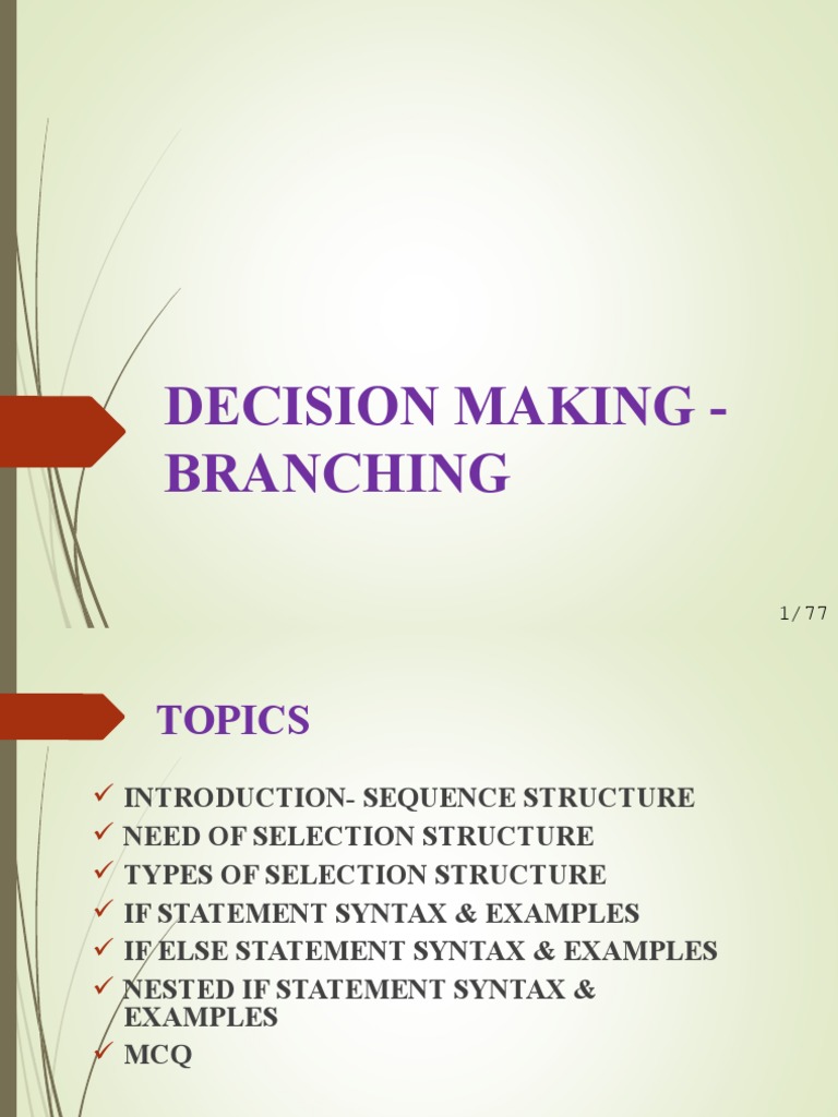 Decision Making IF - ELSE | PDF | Control Flow | Computer Engineering