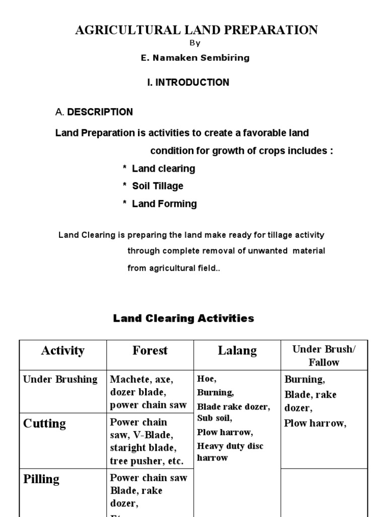 Agricultural Land Preparation: A. Description | PDF | Indonesia | Tillage
