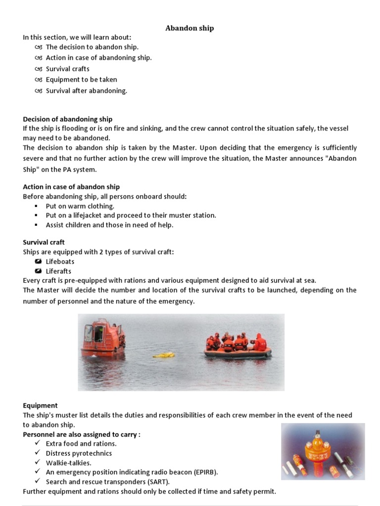 Abandon Ship + Search and Rescue Operations | PDF | Search And Rescue ...