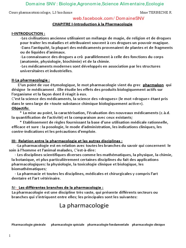Pharmacotoxicologie - Chapitre I Introduction À La Pharmacologie PDF | PDF | Pharmacocinétique ...